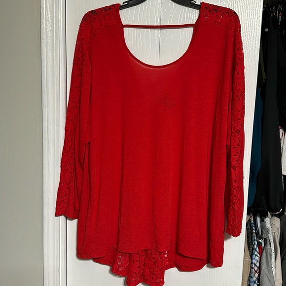 torrid | Tops | Torrid Red Lace Long Sleeve | Poshmark